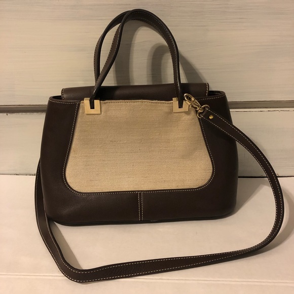 St. John | Bags | St John Leather And Canvas Crossbody Bag | Poshmark